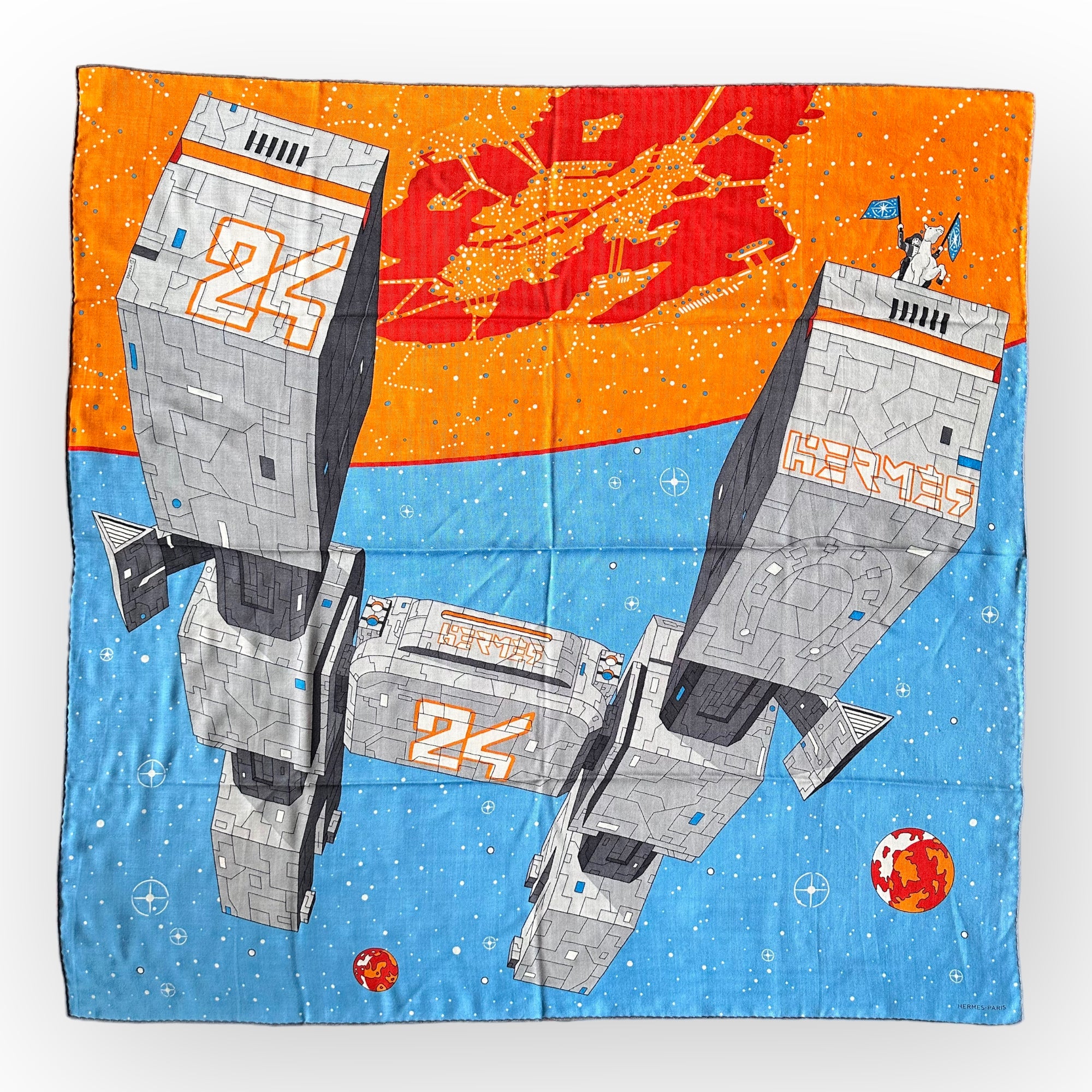 Hermès 100cm cashmere and silk scarf by Daiske Normura